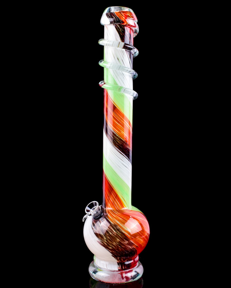The Elegance - 18" Wire Wrapped Round Bottom Beaker Bong - Orange -SmokeDay