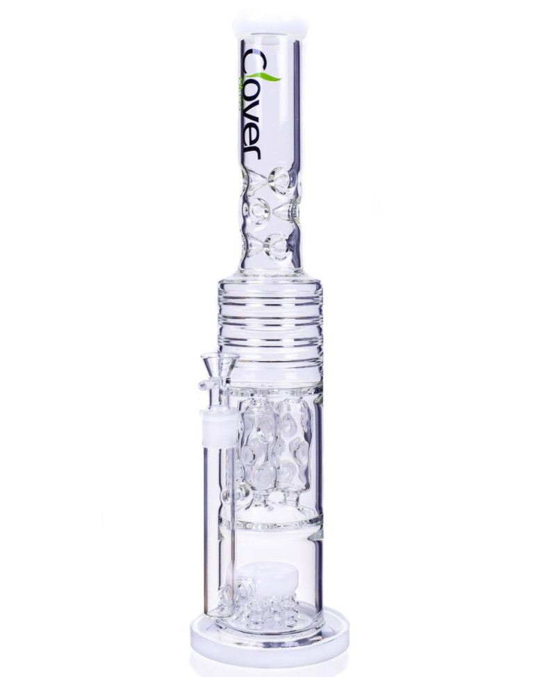 The Epic - Clover Glass - 20" Triple Barrel Sprinkler Perc Bong - White ...