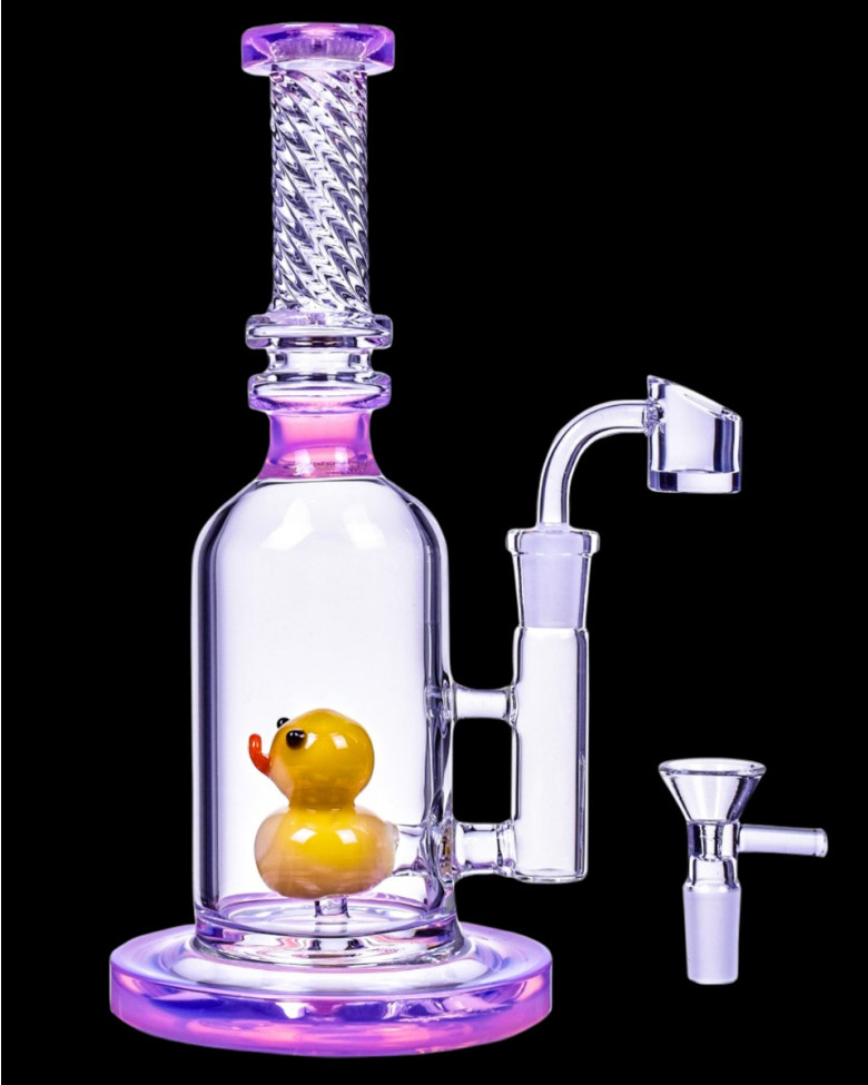 The Daisy Duck Bong - 9" Spiral Design Dab Rig - Pink -SmokeDay