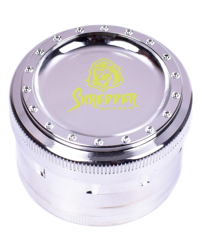 Shredder -Fancy Four Part Hybrid 63MM Grinder - Silver -SmokeDay