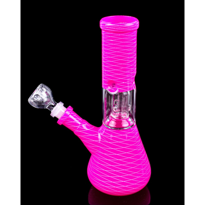 8" Matrix Percolator Girly Bong With Down Stem And Bowl - Soft Pink ...