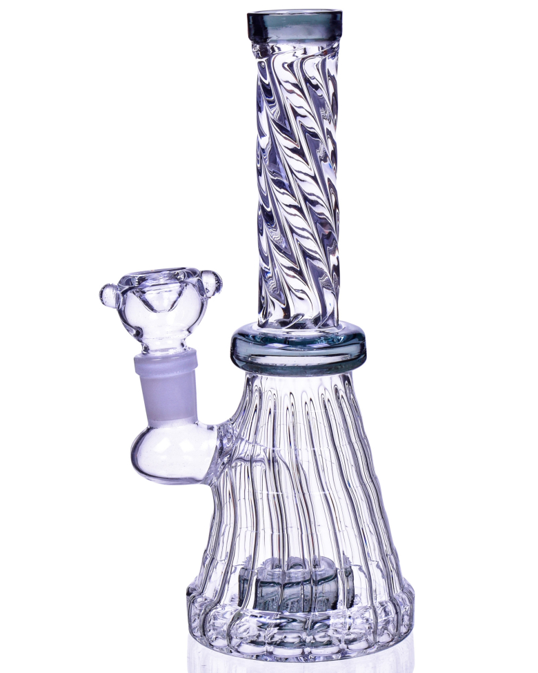 Mortal Smoke - 8" Spiral Design Matrix Perc Beaker Bong - Ash Black ...
