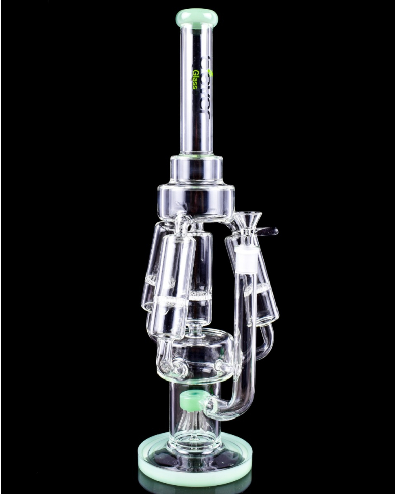 Clover Glass 18" Quad Honeycomb Perc w/ Tree Perc Bong - Milk Green ...