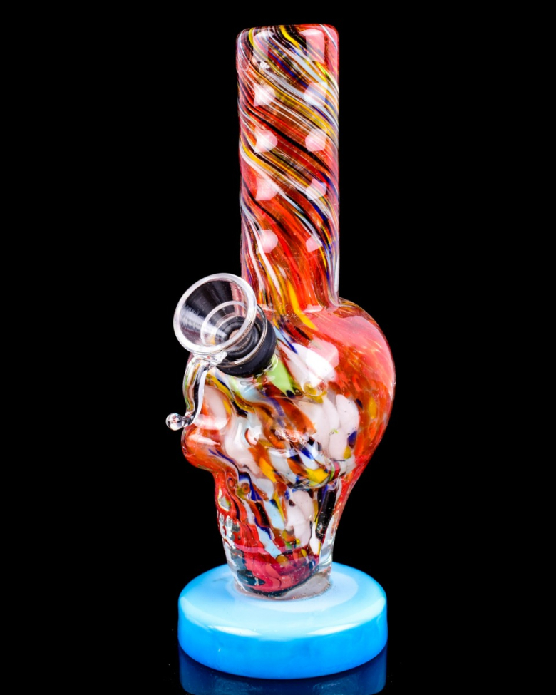 Skull Boy - 8" Color Mixer Thick & Heavy Skull Bong - Red -SmokeDay