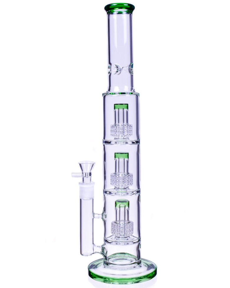 Bong Tower - 18" Triple Showerhead Perc Straight Bong - Green -SmokeDay