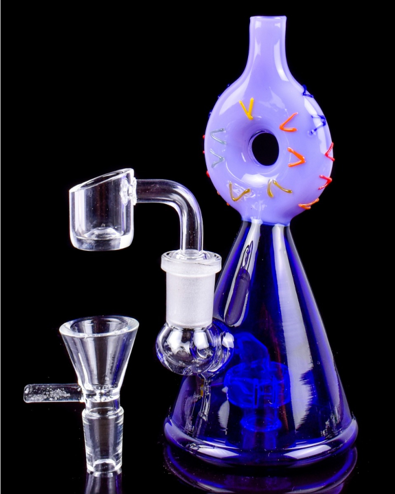 Puff Princess - Donut Showerhead Perc Beaker Bong - Blue -SmokeDay