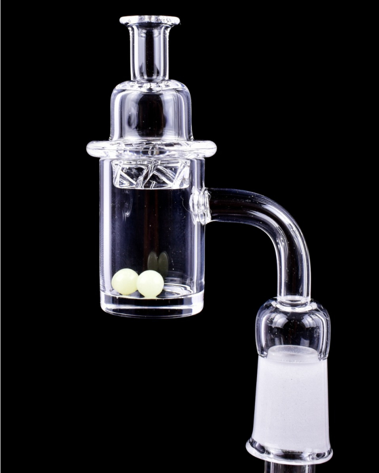 14mm Female Quartz Banger w/ Helix Function Cap Glow Terp Pearls -SmokeDay